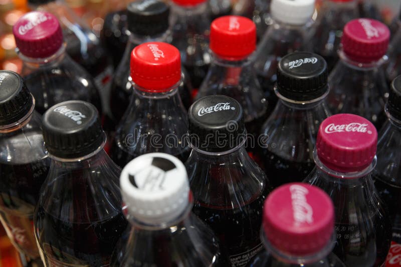 Coca-Cola Bottle Caps, Close Up, Side View Editorial Stock Image ...