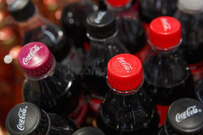 Coca-Cola Bottle Caps, Close Up, Side View Editorial Photo - Image of ...