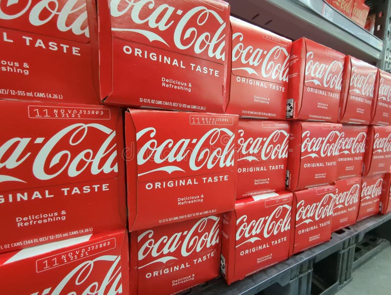 Coca Cola Boxes of Cans on Store Shelf at Walmart Soda Drinks Editorial ...