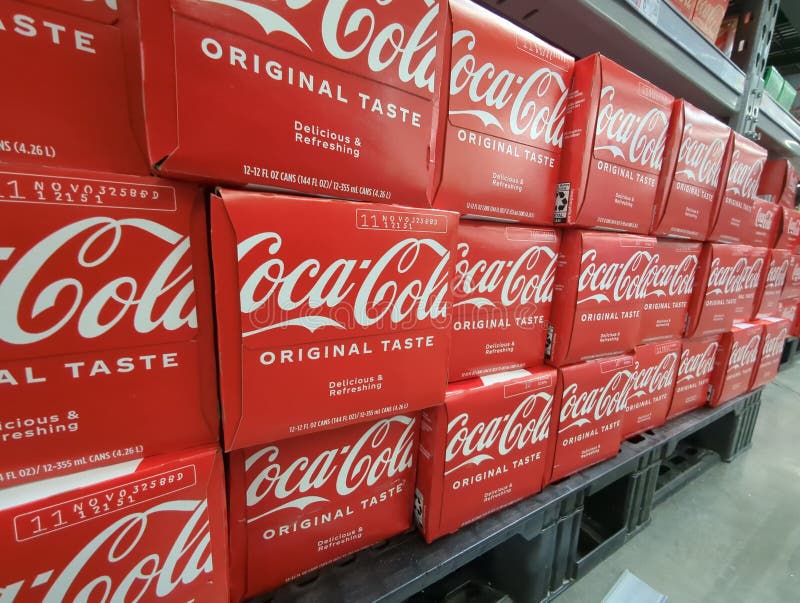 Coca Cola Boxes of Cans on Store Shelf at Walmart Soda Drinks Editorial ...