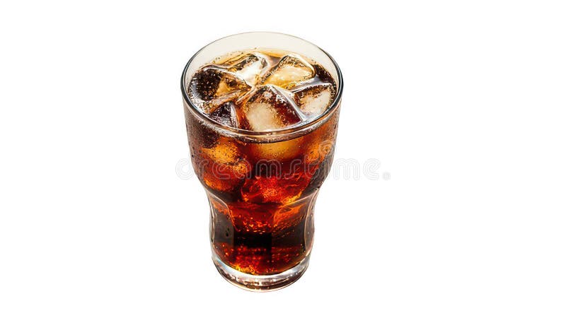 Coca-Cola with Ice Cubes in a Glass. Chilled Carbonated Drink Stock ...