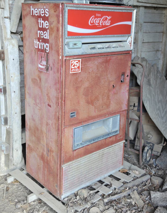 Coca Cola Machine Antique editorial stock photo. Image of downtown ...