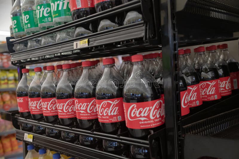 Coca-Cola and Other Drinks on the Supermarket Shelf Editorial Stock ...