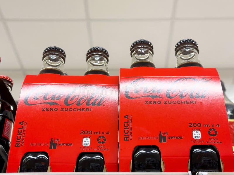 Coca-cola Zero Zuccheri Bottles on Shelf with Red Packaging and ...