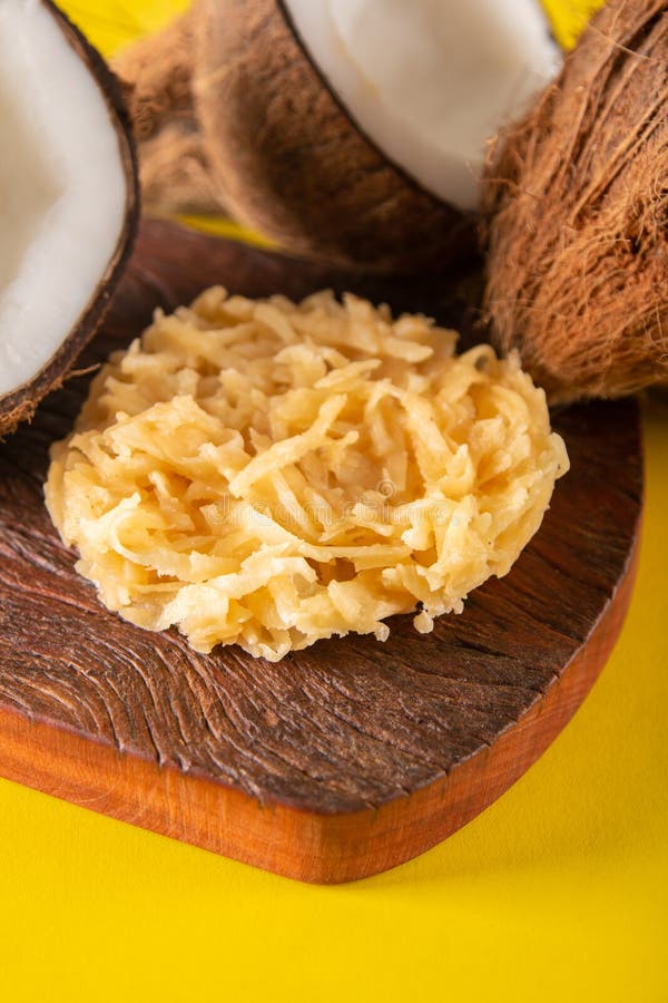 Cocada Coconut Candy on Yellow Background Top View Stock Photo - Image ...