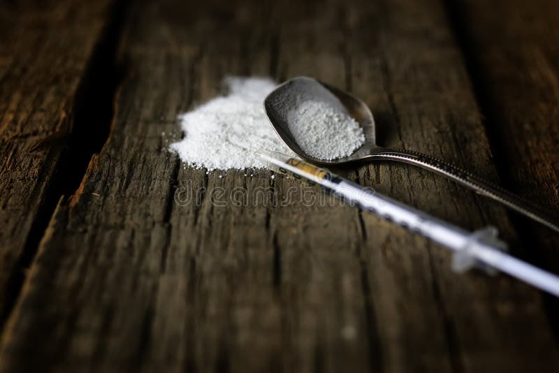 Cocain drug syringe spoon stock photo. Image of dirty - 81948808