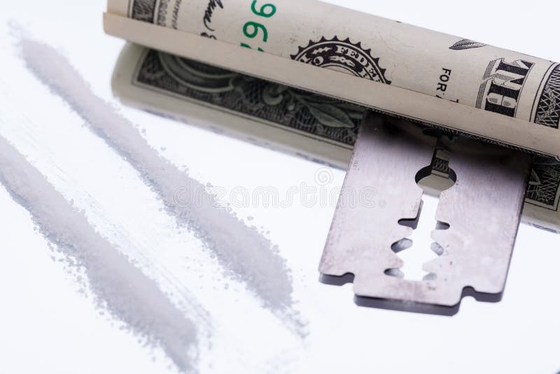 Cocaine Lines on Mirror with Razor Blade Drugs Stock Photo - Image of ...