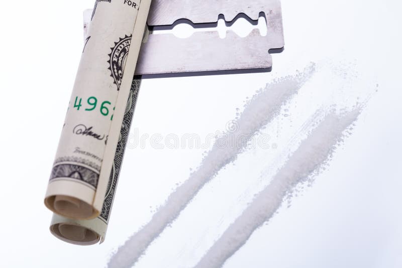 Cocaine Lines on Mirror with Razor Blade Drugs Stock Photo - Image of ...