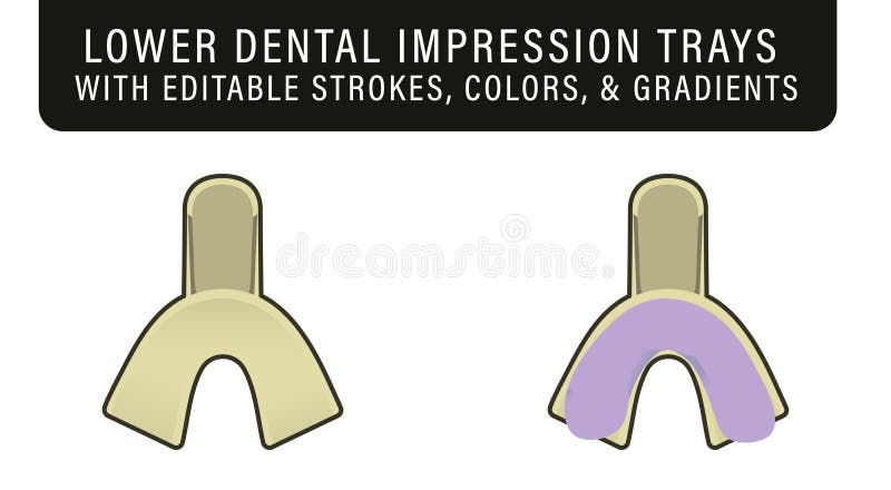 Vector Illustration of Lower Dental Impression Tray with and without ...