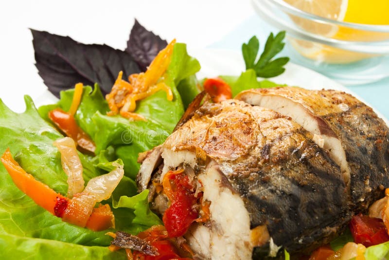 Coced fish stock photo. Image of lunch, basil, carrot - 21337612