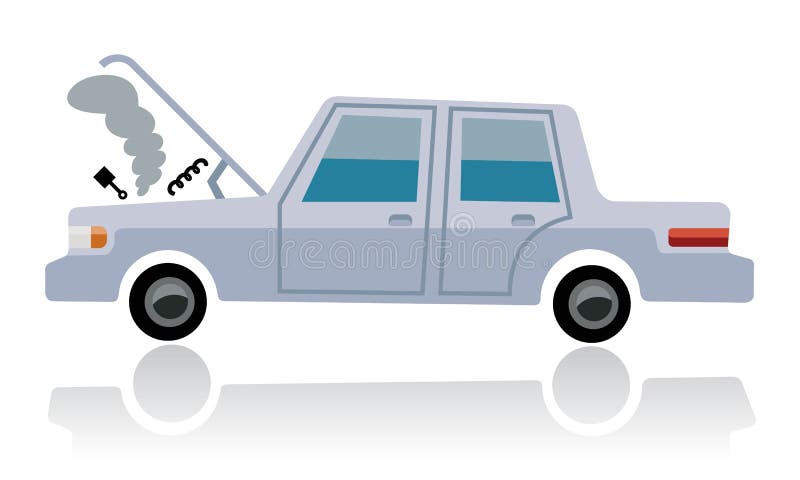 Coche roto, defecto auto ilustración del vector. Ilustración de abajo ...