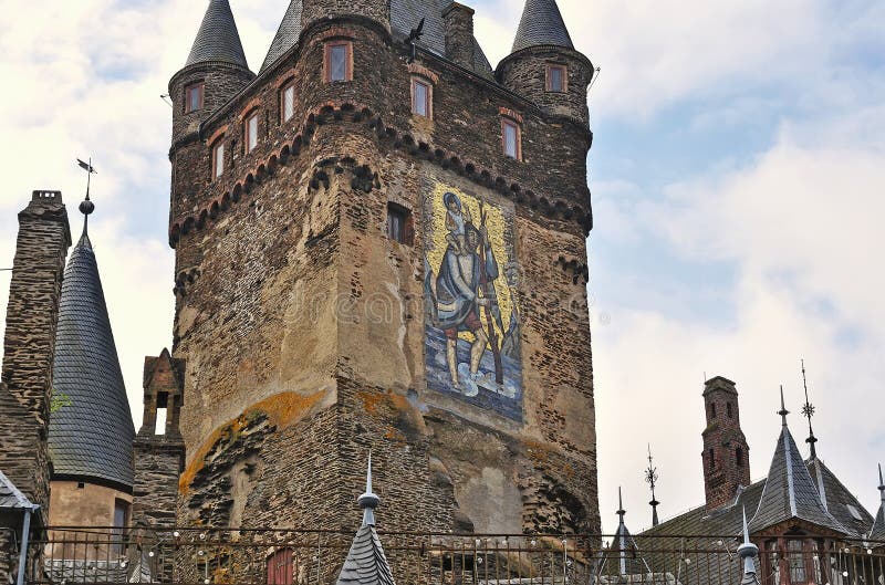 Cochem castle main tower stock photo. Image of architectural - 61749850