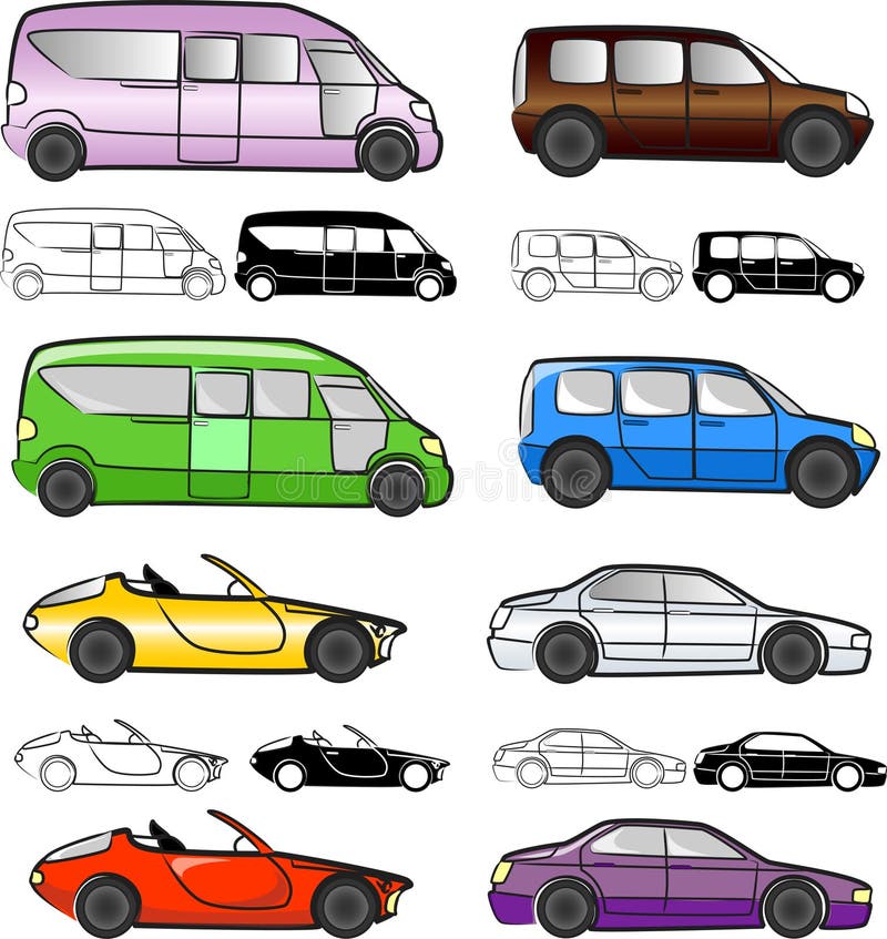 Coches colección, vector ilustración del vector. Ilustración de plano ...