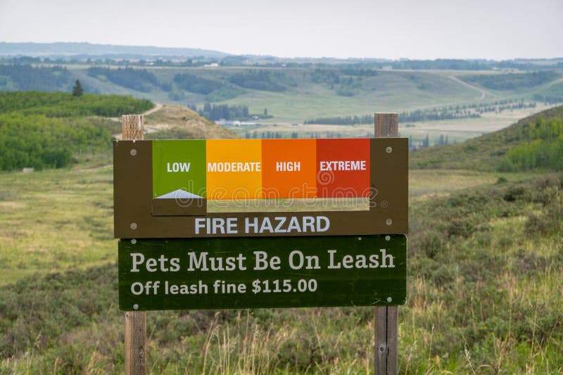 A Low Fire Hazard Sign at Glenbow Ranch Provincial Park Editorial Stock ...