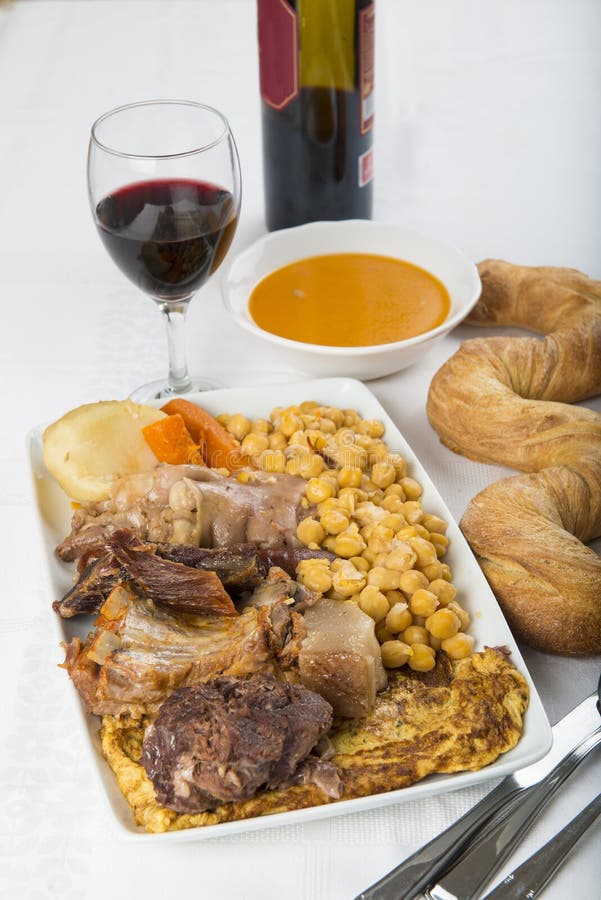 Cocido a Spanish Stew with Assortment of Meat and Chikpeas Stock Image ...