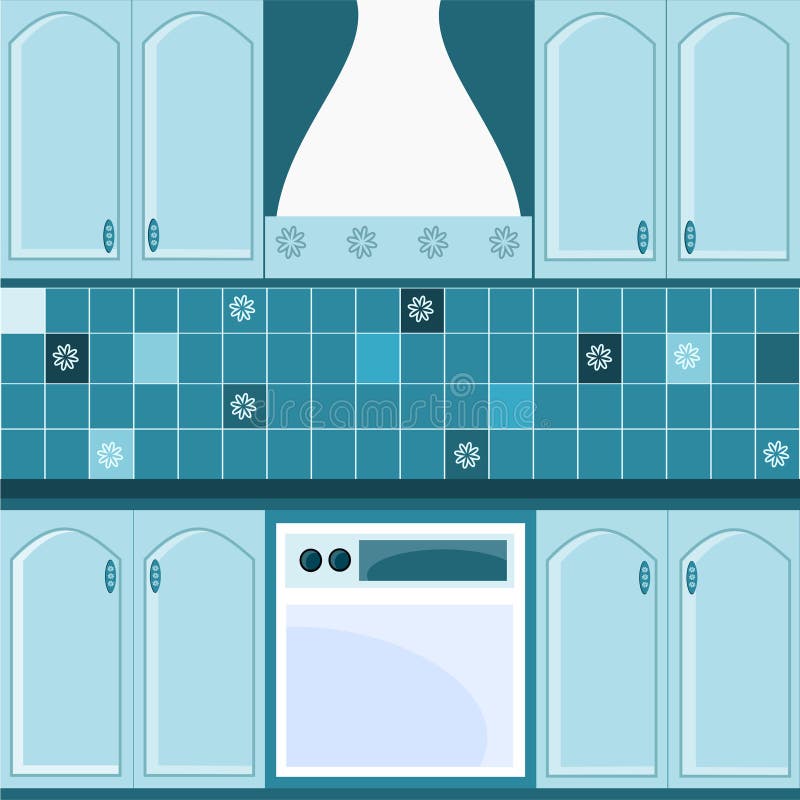 Cocina azul ilustración del vector. Ilustración de postal - 19373527