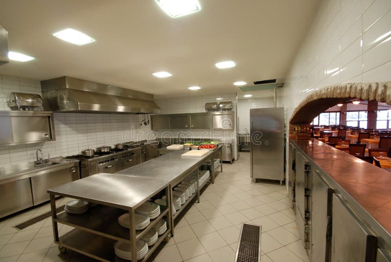 Cocina Moderna En ` Del Restaurante Foto de archivo - Imagen de comer ...