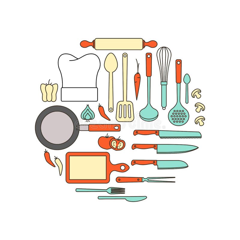 Cocinar Iconos Del Equipo Y De Las Herramientas Ilustración del Vector ...