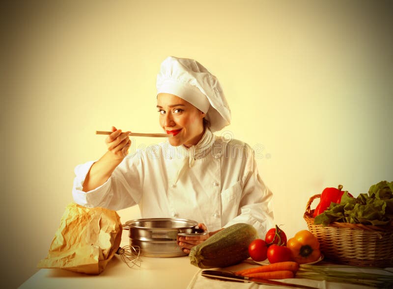 Cocinero imagen de archivo. Imagen de hembra, cuchara - 10411233