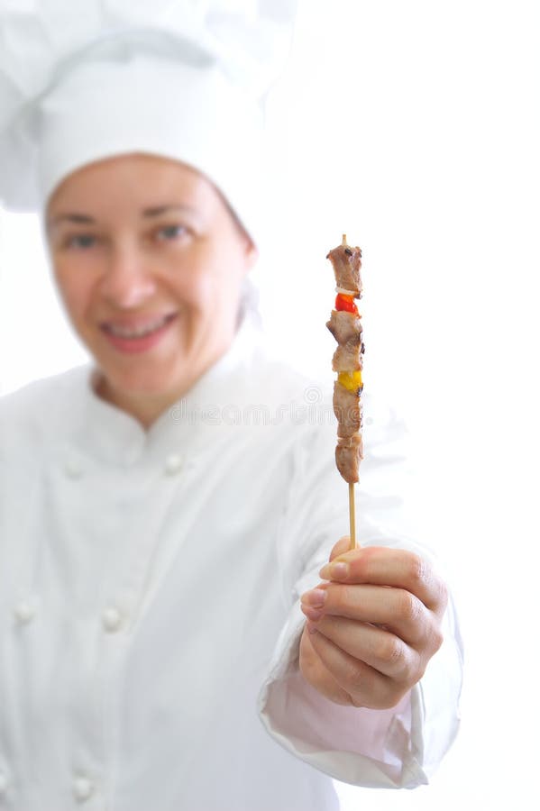 Cocinero con el pincho imagen de archivo. Imagen de cocinero - 10058791