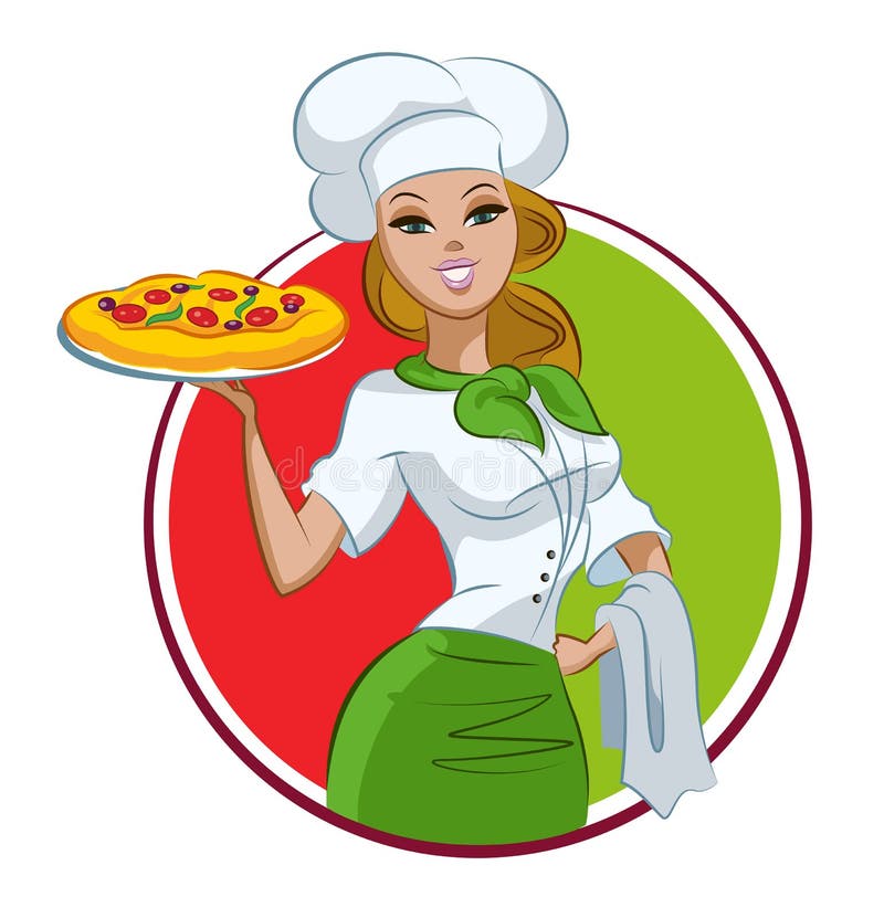 Cocinero De La Pizza De La Mujer Ilustración del Vector - Ilustración ...