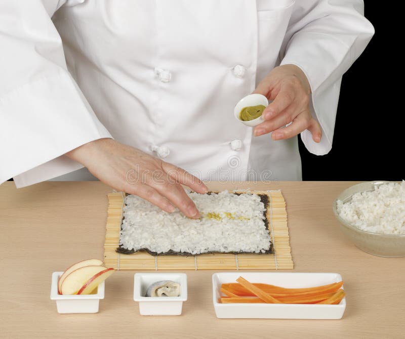 Cocinero De Sushi En El Trabajo Foto de archivo - Imagen de japonés ...