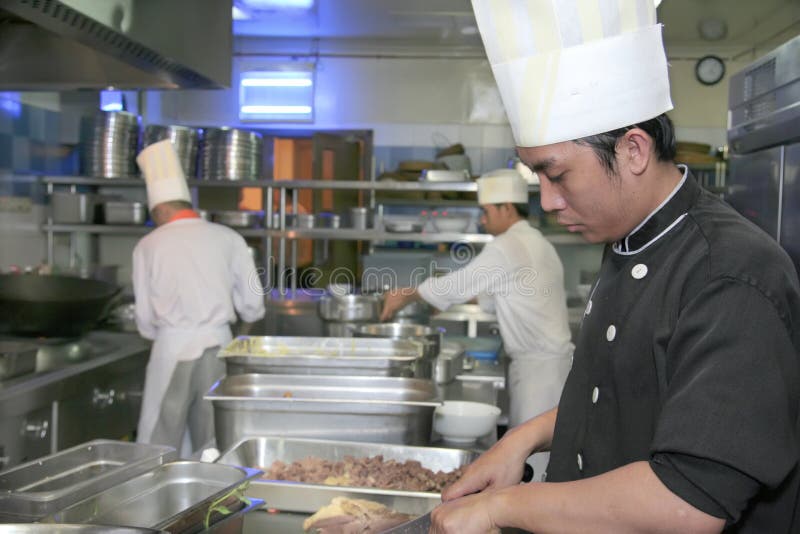 Cocinero Que Cocina En La Cocina Imagen de archivo - Imagen de ...