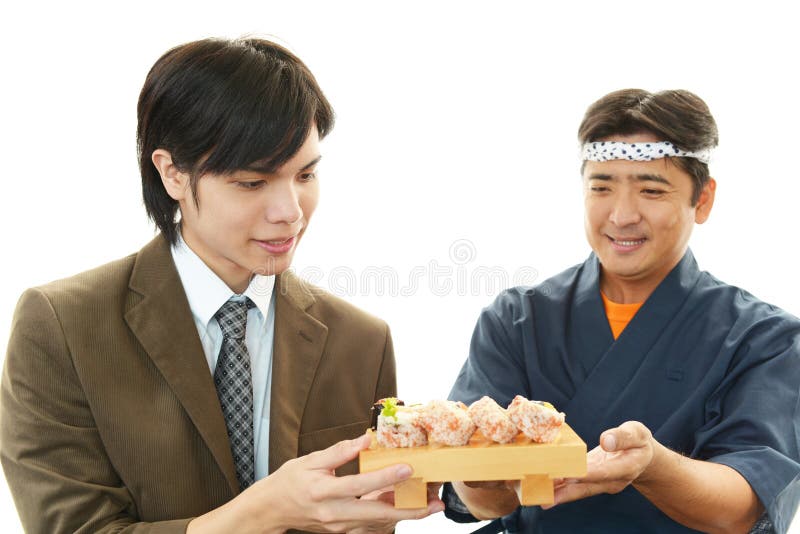 Sushi Chef Sushi Restaurantes Preparando Comida Foto de archivo ...