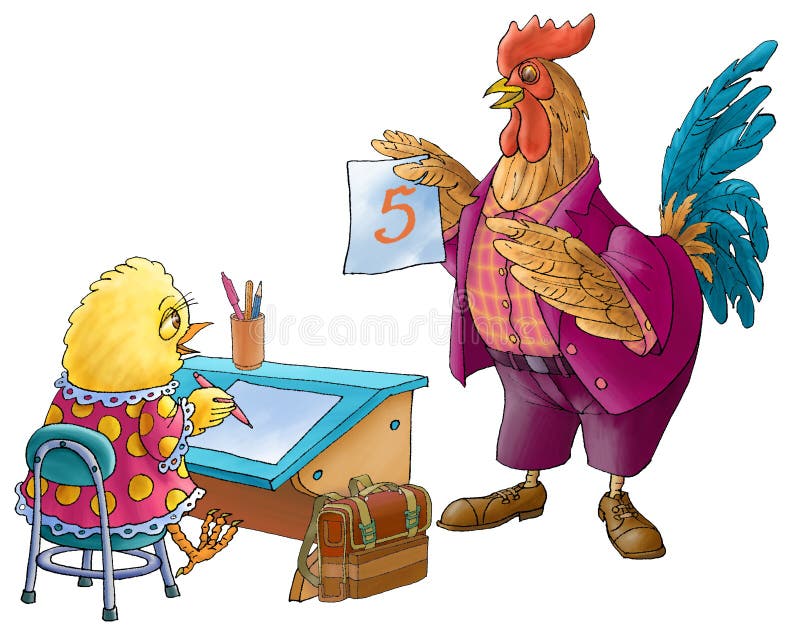 The and chicken at school stock illustration. Illustration of ...