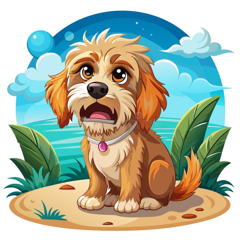 Cockapoo Dog Sullen Cries Beach Vector Stock Vector - Illustration of ...