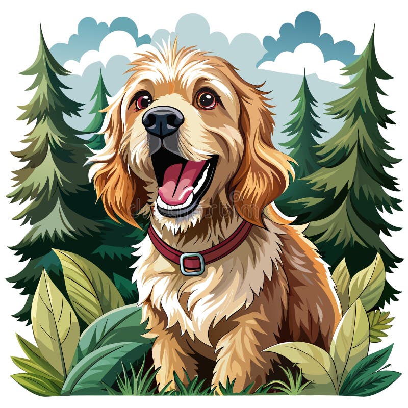 Cockapoo Dog Sympathetic Laughs Forest Vector Stock Vector ...