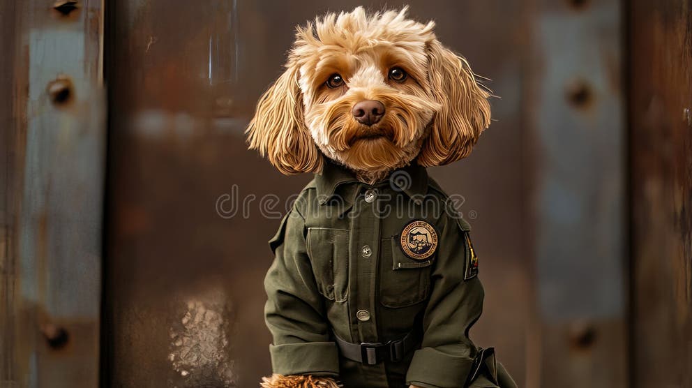 Cockapoo Dog in Uniform. the Perfect Service Dog Stock Illustration ...