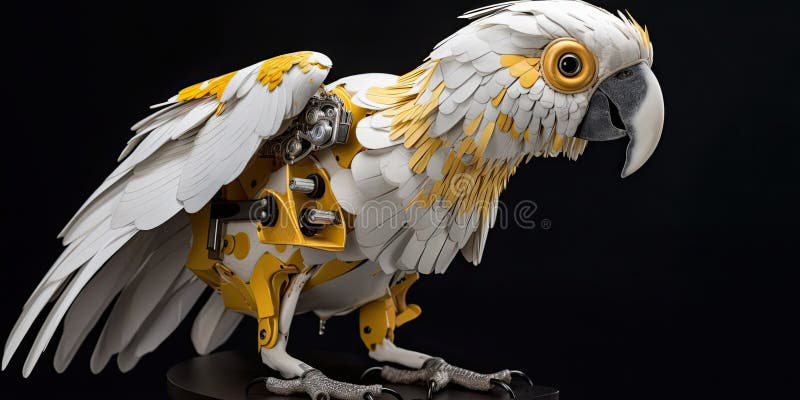 Cockatoo Bird Steampunk Robot. AI 3d Illustration Stock Illustration ...