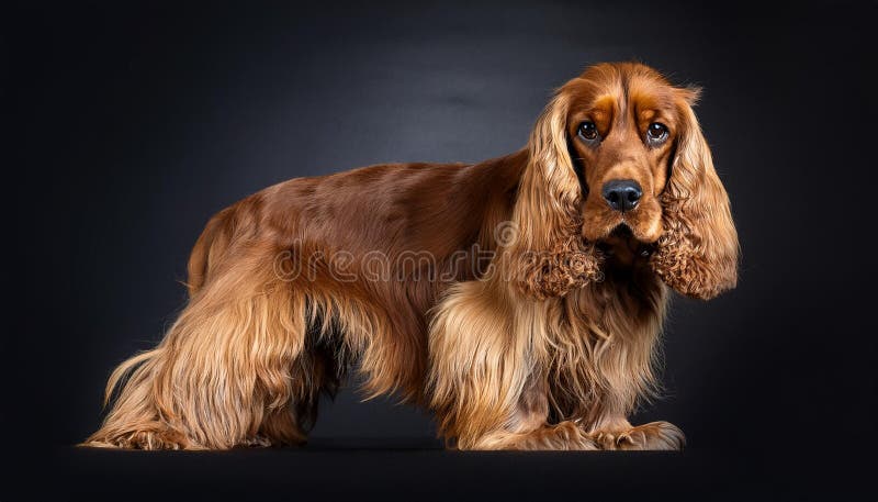 Cocker Spaniel on Black Background. Stock Illustration - Illustration ...
