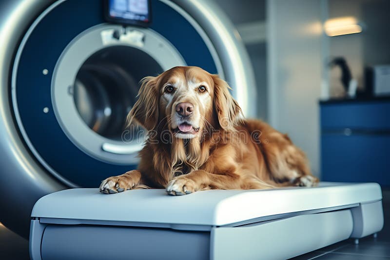 Cocker Spaniel Dog Lying on an Ultrasound Scanner in a Hospital Stock ...
