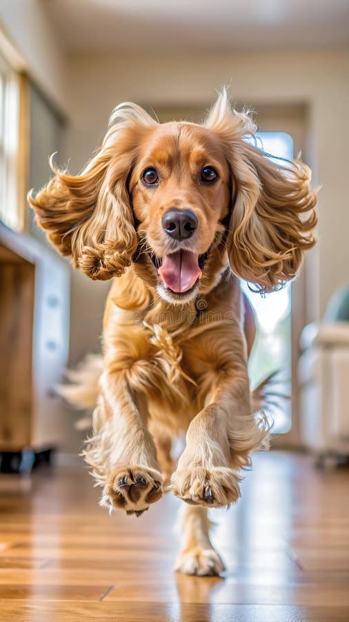 Cocker Spaniel Dog Runs Room Stock Illustration - Illustration of puppy ...