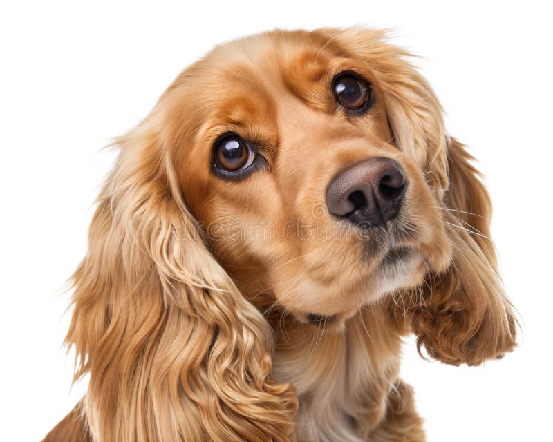 Cocker Spaniel Portrait Looking at Camera Isolated on White Background ...