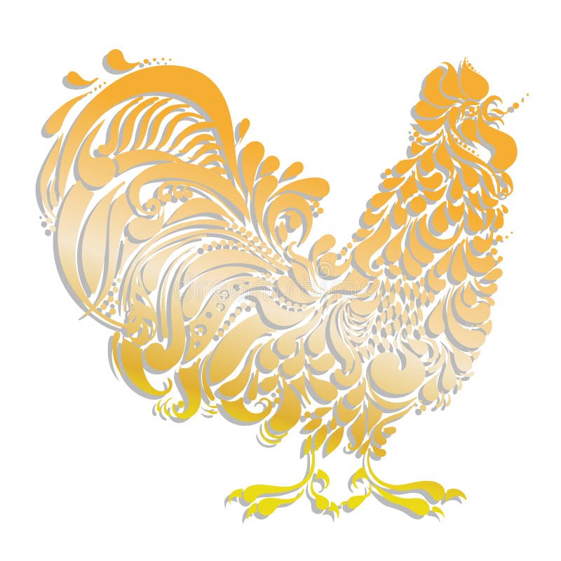Cockerel, Golden Decorative Rooster Stock Vector - Illustration of ...
