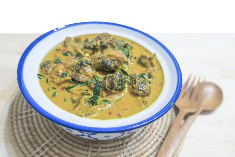 Red Curry Cockle with Acasia and Young Coconut Shoots Stock Image ...