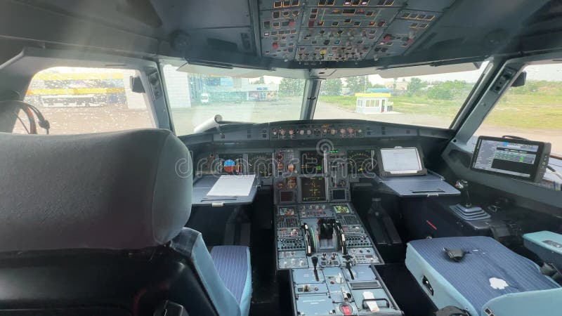 The Cockpit with the Aircraft Control Panel. the View from the Inside ...
