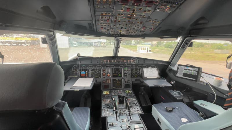 The Cockpit with the Aircraft Control Panel. the View from the Inside ...