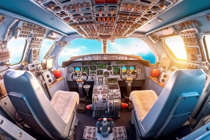 The Cockpit of the Aircraft Pilot with the Control Panel. Generative AI ...