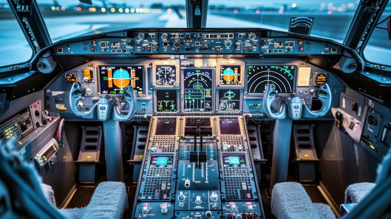 Cockpit of an Aircraft Showcasing Various Instruments and Controls for ...
