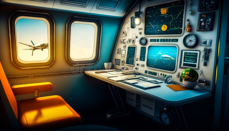 The Cockpit of an Airplane is Shown in this Image. Generative AI Stock ...