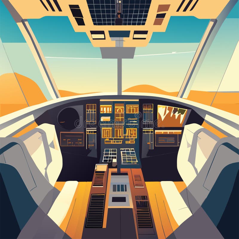 Cockpit of a Aircraft. View from Inside Stock Illustration ...