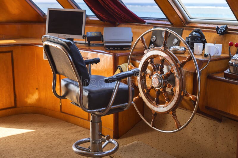 Cockpit of Boat in Sunlight Stock Image - Image of interior, background ...
