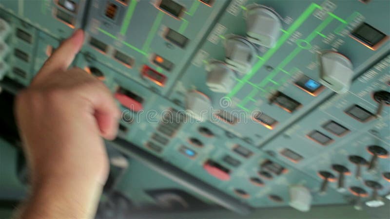 Cockpit Cabin. Pilot Switch Controls Aircraft A320 Stock Footage ...