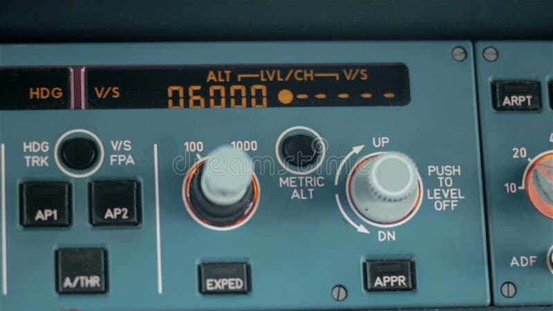 Cockpit Cabin. Pilot Switch Controls Aircraft A320 Stock Footage ...