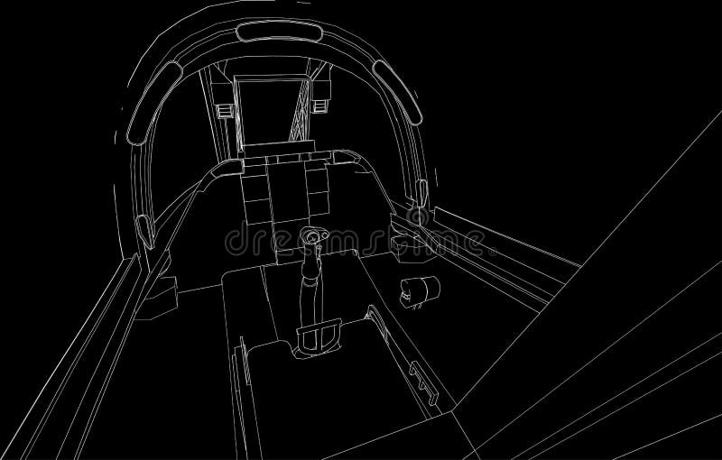 The Cockpit of Combat Aircraft from the Inside. Vector Illustration in ...