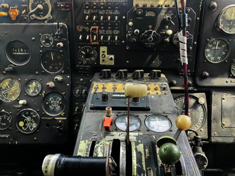The Cockpit Control Panel of the Old Plane Close Up. Detail of an Old ...